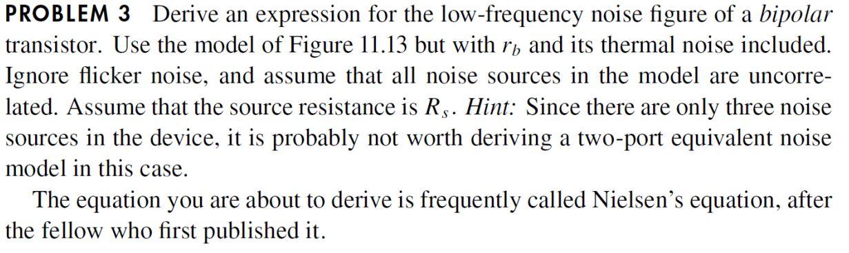 Solved PROBLEM 3 Derive an expression for the low-frequency | Chegg.com