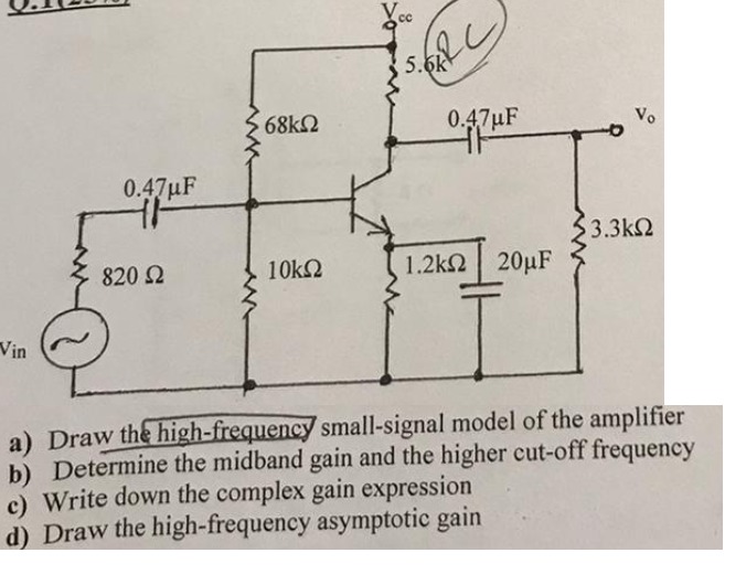 Solved a) ﻿Draw the high-frequency small-signal model of the | Chegg.com