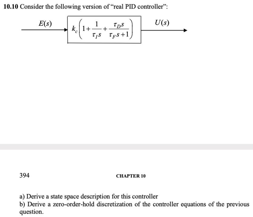 Solved 10.10 Consider the following version of "real PID | Chegg.com