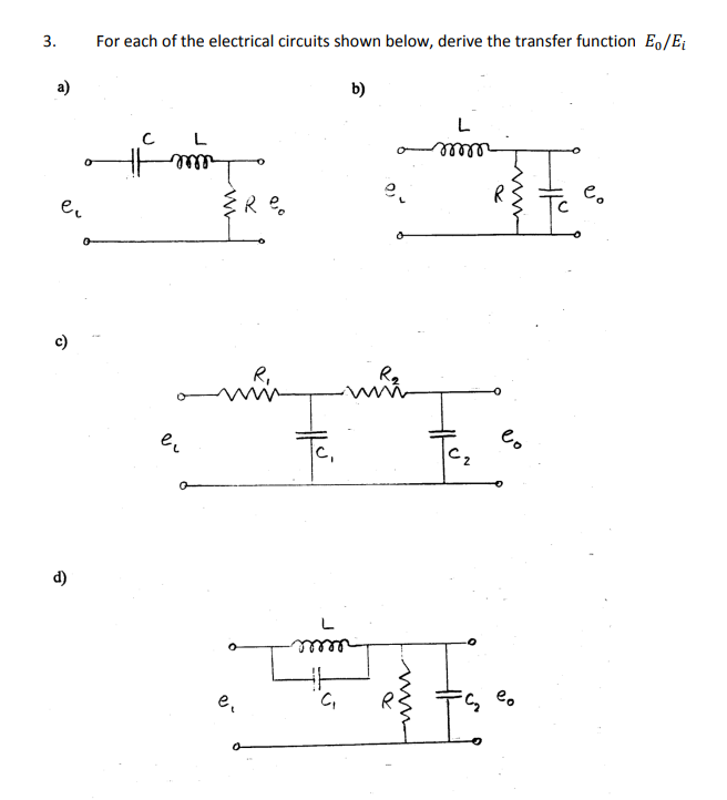 Solved 3. For each of the electrical circuits shown below, | Chegg.com