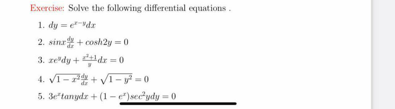 Solved Exercise: Solve the following differential equations. | Chegg.com