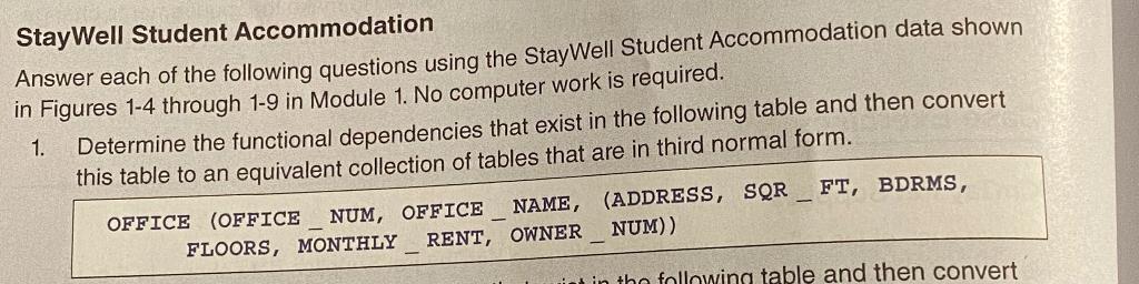 Solved StayWell Student Accommodation Answer each of the | Chegg.com