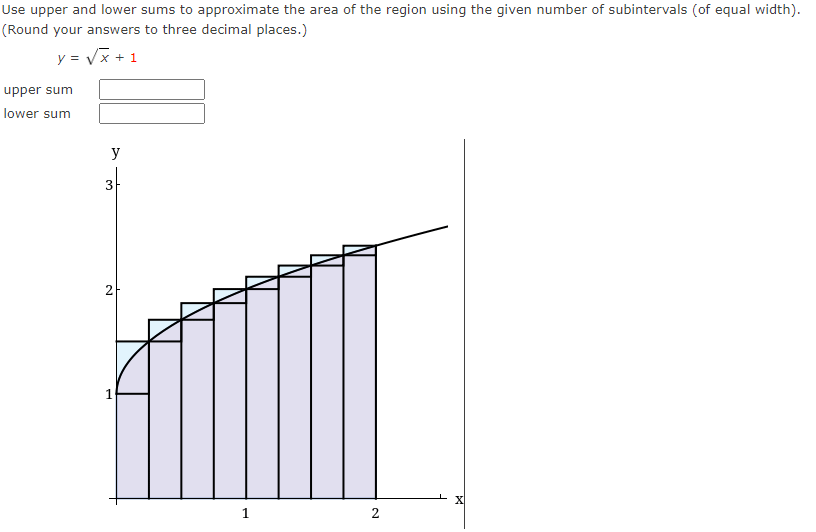 Solved Use upper and lower sums to approximate the area of | Chegg.com
