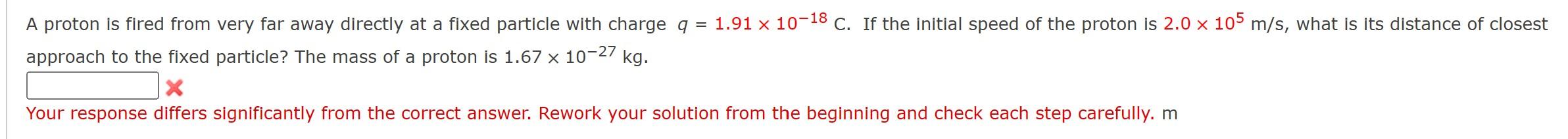 Solved A proton is fired from very far away directly at a | Chegg.com