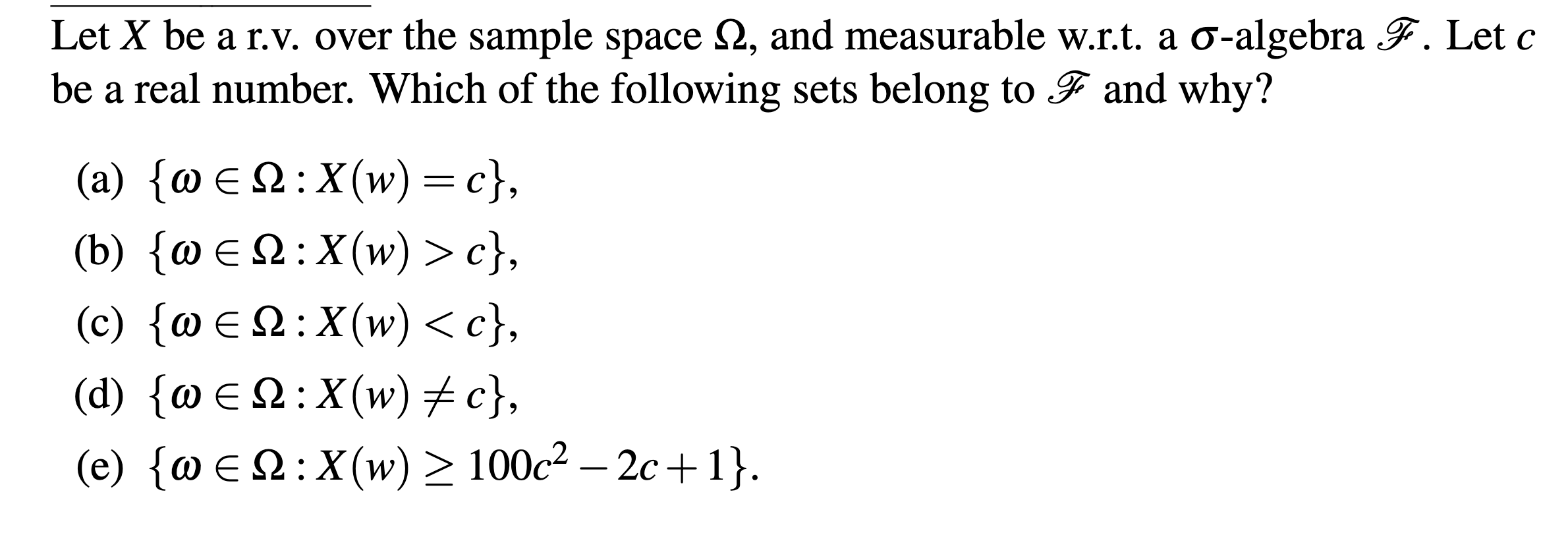 Let X Be A R V Over The Sample Space Ω And