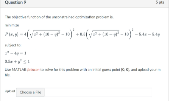 Solved The Objective Function Of The Unconstrained