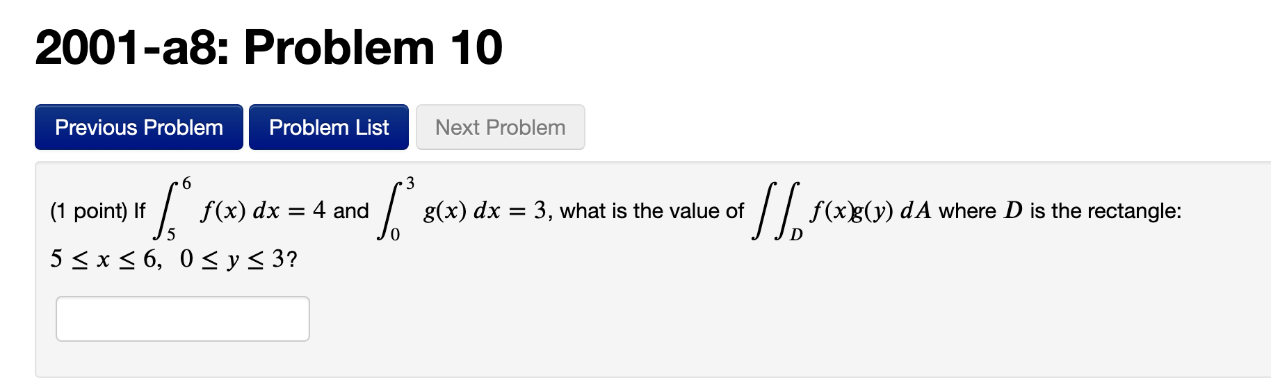 Solved 2001 A8 Problem 7 Previous Problem Problem List Next 