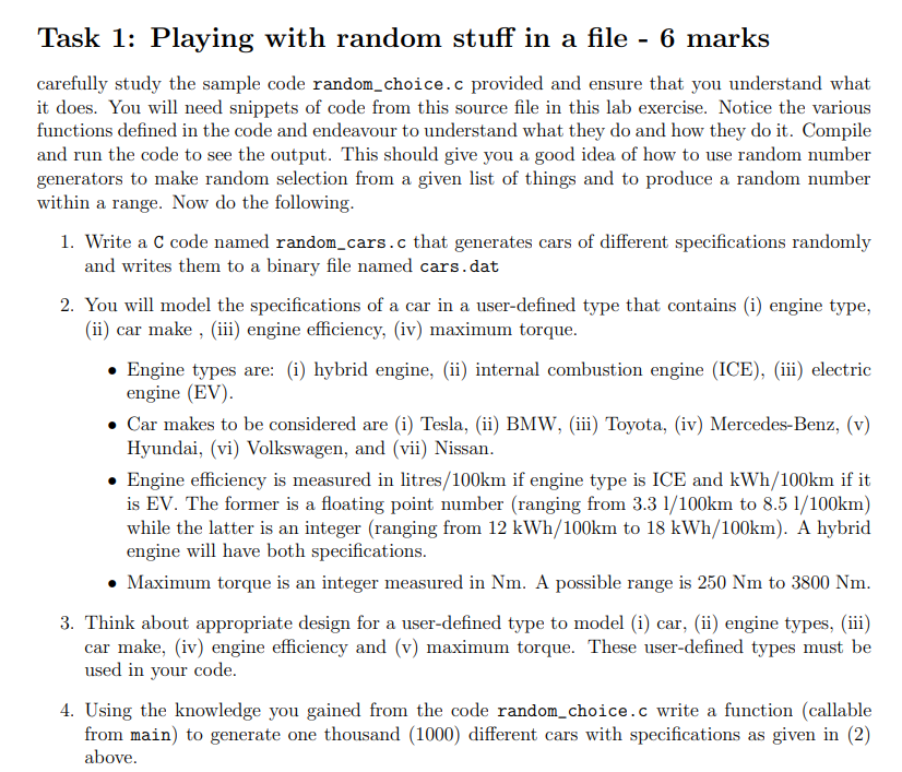 Solved carefully study the sample code random_choice.c | Chegg.com
