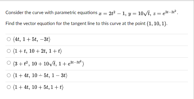 Solved Consider the curve with parametric equations x = 2+– | Chegg.com