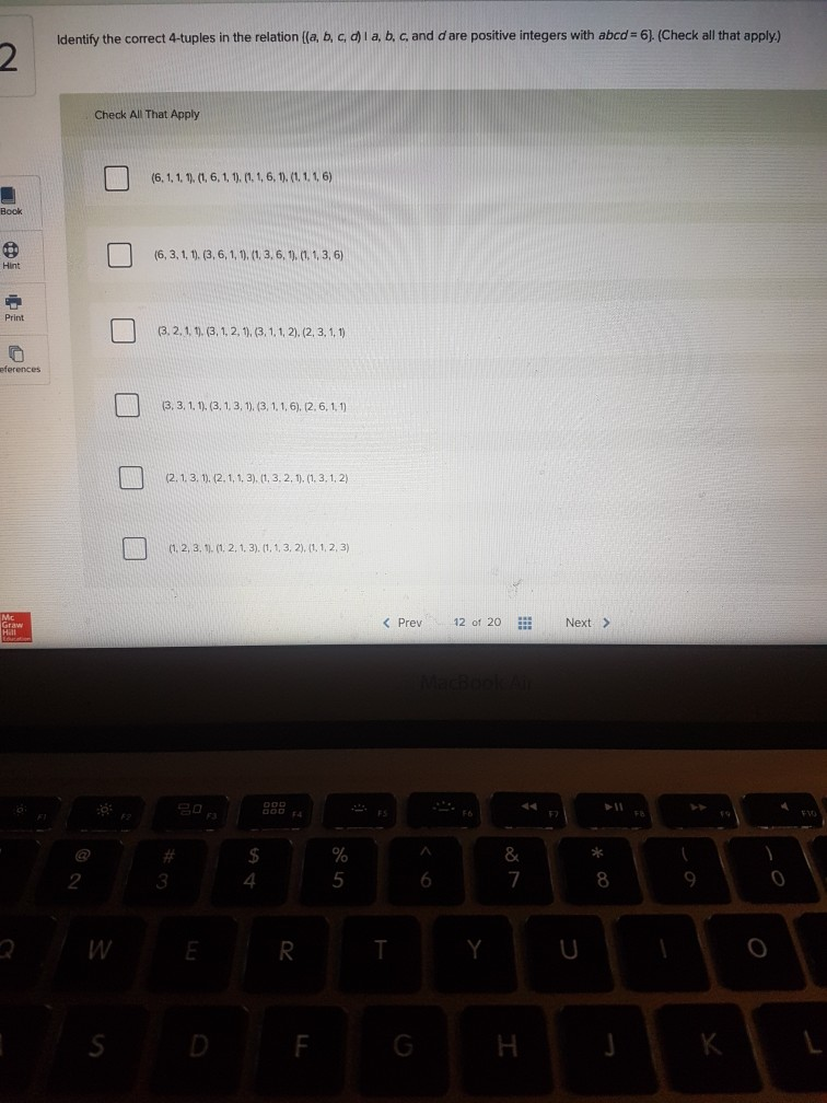Solved Identify the correct 4-tuples in the relation ((a, b, | Chegg.com