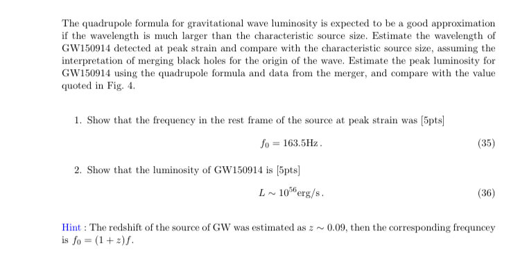 Solved The quadrupole formula for gravitational wave | Chegg.com