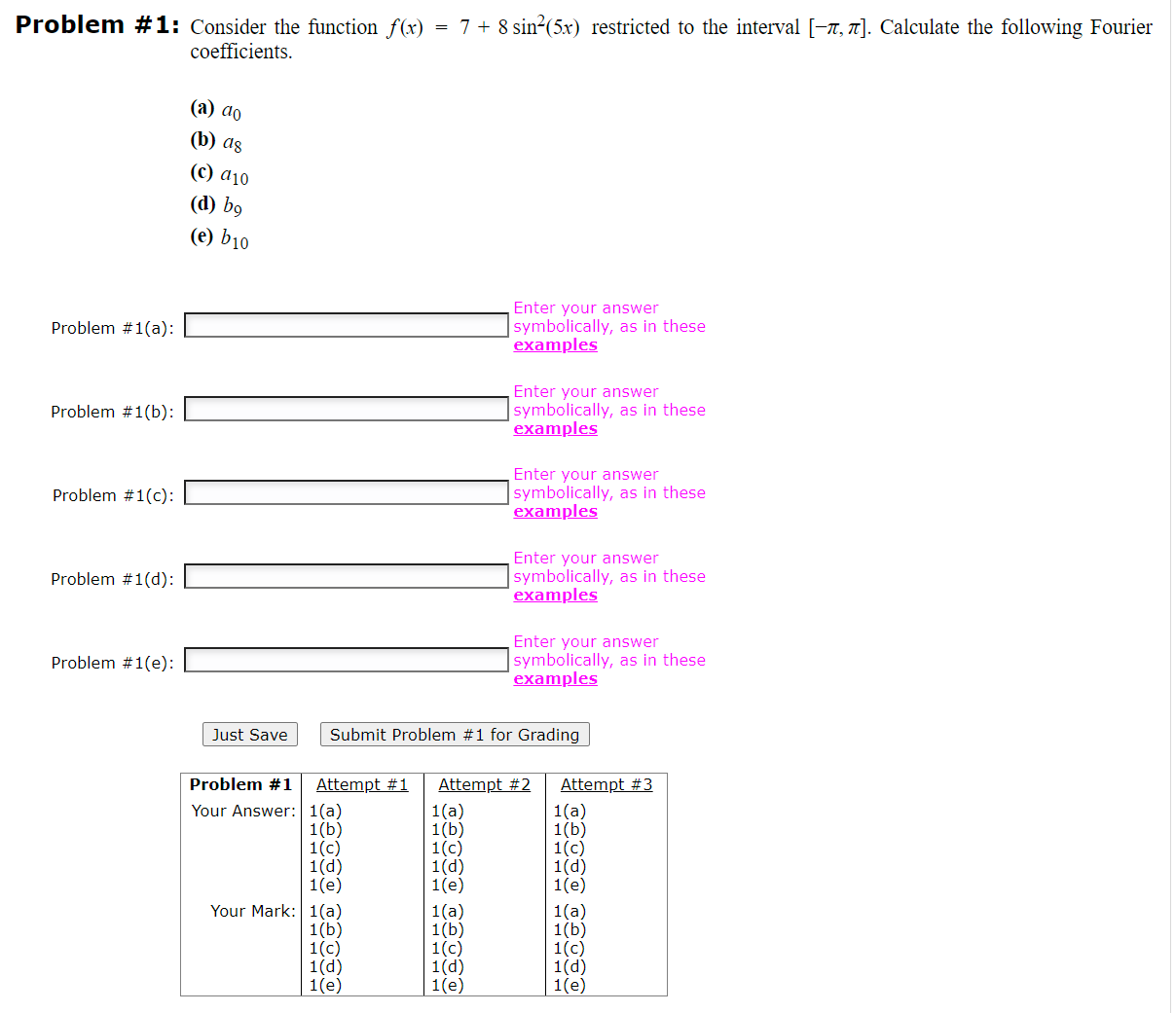 Solved roblem \# 1: Consider the function f(x)=7+8sin2(5x) | Chegg.com Solved roblem \# 1: Consider the function f(x)=7+8sin2(5x) | Chegg.com