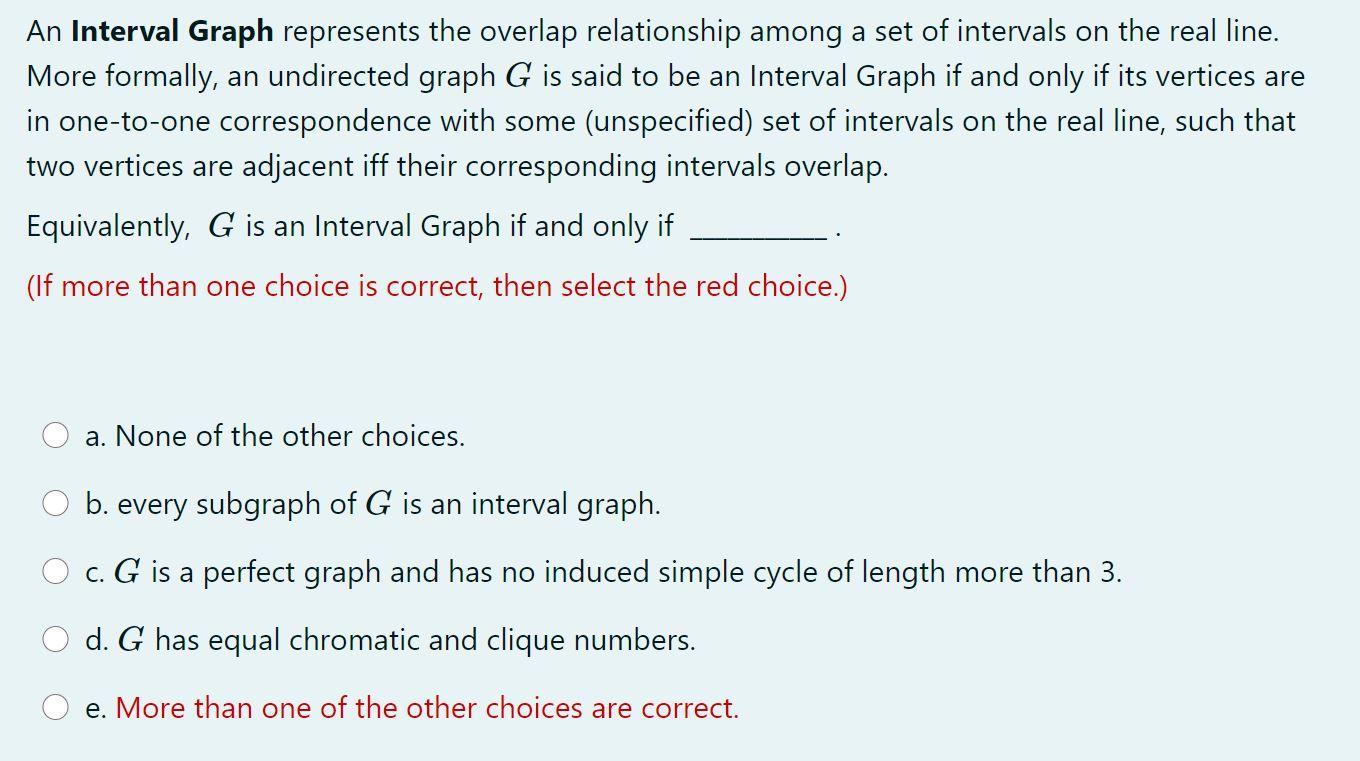 Solved An Interval Graph represents the overlap relationship | Chegg.com