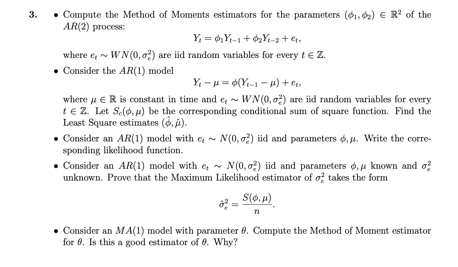 Solved - Compute the Method of Moments estimators for the | Chegg.com