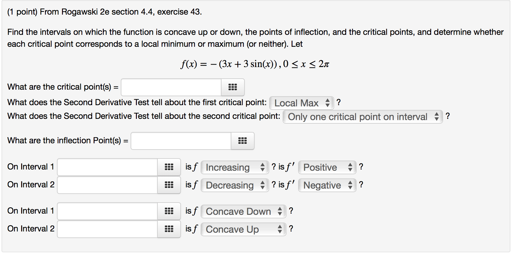 Solved (1 point) From Rogawski 2e section 4.4, exercise 43. | Chegg.com