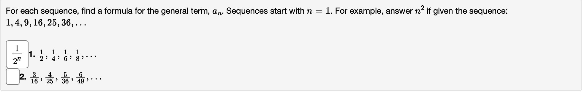 Solved For each sequence, find a formula for the general | Chegg.com