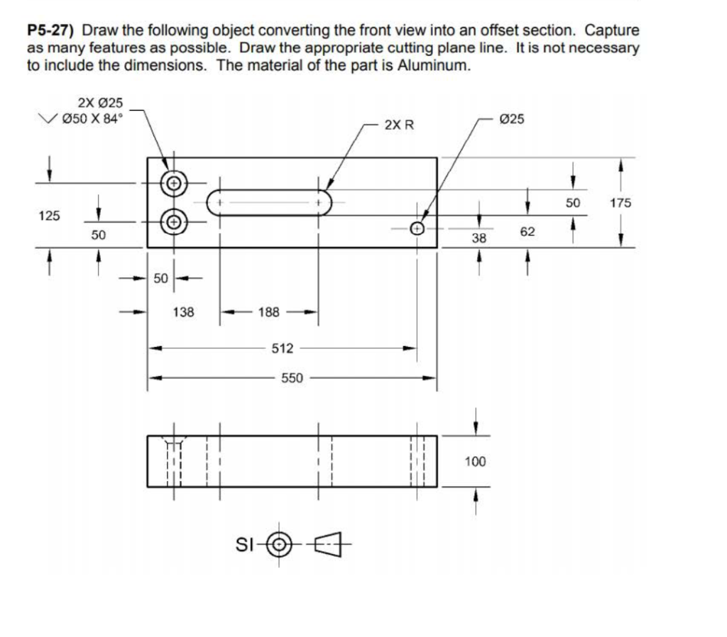 Solved Engineering Drawing Section View Please help | Chegg.com
