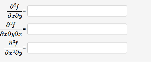 Solved f(x,y)=(−(x+y))8∂x∂y∂2f= ∂x∂y∂x∂3f= ∂x2∂y∂3f= | Chegg.com