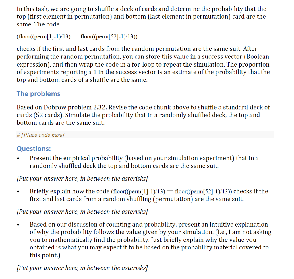 Solved A random permutation is a random shuffling of a set | Chegg.com