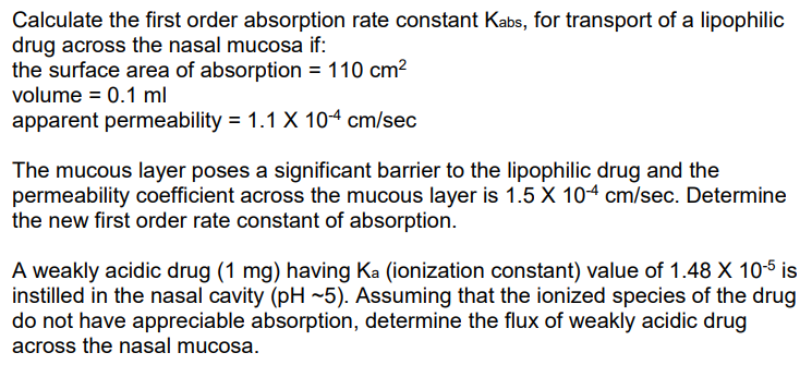 Solved Calculate the first order absorption rate constant | Chegg.com