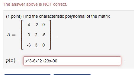 Solved The answer above is NOT correct. (1 point) Find the | Chegg.com