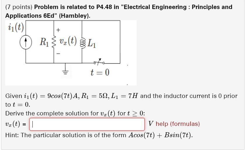 Solved (7 points) Problem is related to P4.48 in "Electrical | Chegg.com