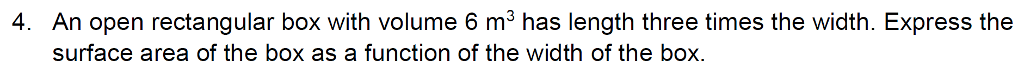 Solved 4. An open rectangular box with volume 6 m3 has | Chegg.com