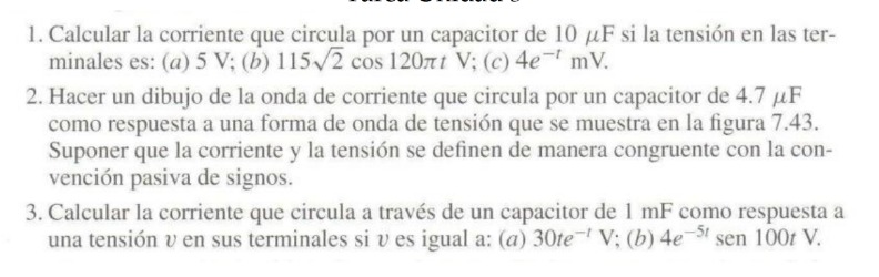 Calcular la ﻿corriente que circula por un ﻿capacitor | Chegg.com