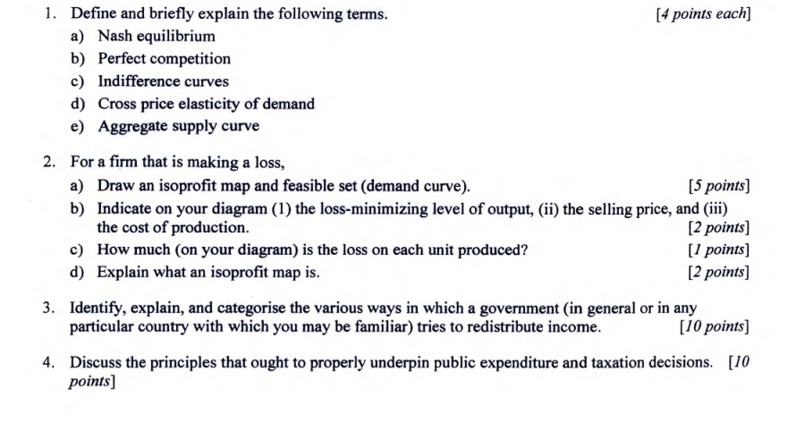 Solved 1. Define and briefly explain the following terms. [4 | Chegg.com