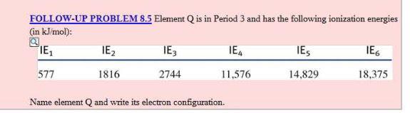 Solved FOLLOW-UP PROBLEM 8.3 Using only the periodic table, | Chegg.com