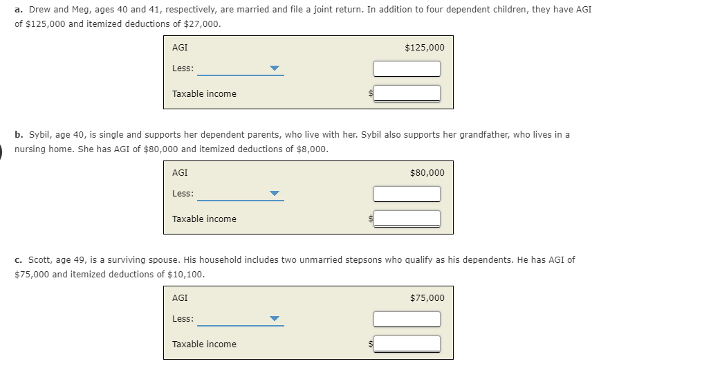 Solved Exhibit 3.4 Basic Standard Deduction Amounts Filing | Chegg.com