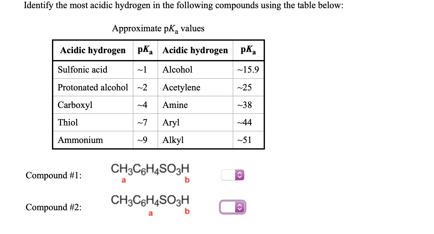 Solved Identify the most acidic hydrogen in the following | Chegg.com