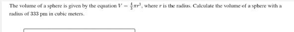 Solved r, where is the radius. Calculate the volume of a | Chegg.com