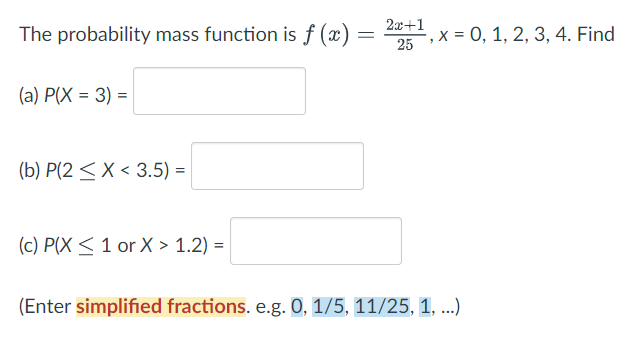 Solved The probability mass function is | Chegg.com