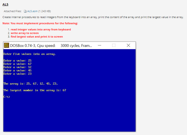 Solved AL5 Attached Files: AL5.asm (1.243 KB) Create | Chegg.com