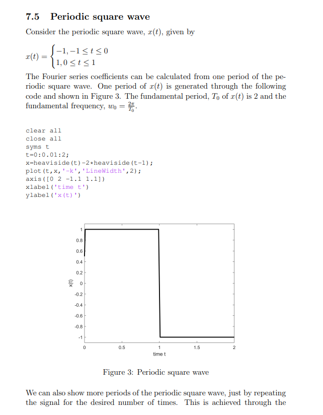 Solved 7.5 Periodic square wave Consider the periodic square | Chegg.com
