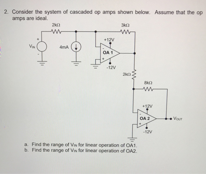 Solved 2. Consider the system of cascaded op amps shown | Chegg.com