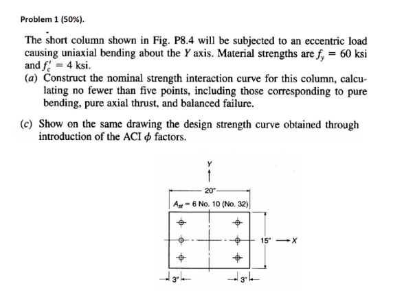 Solved Problem 1 (50%). The short column shown in Fig. P8.4 | Chegg.com