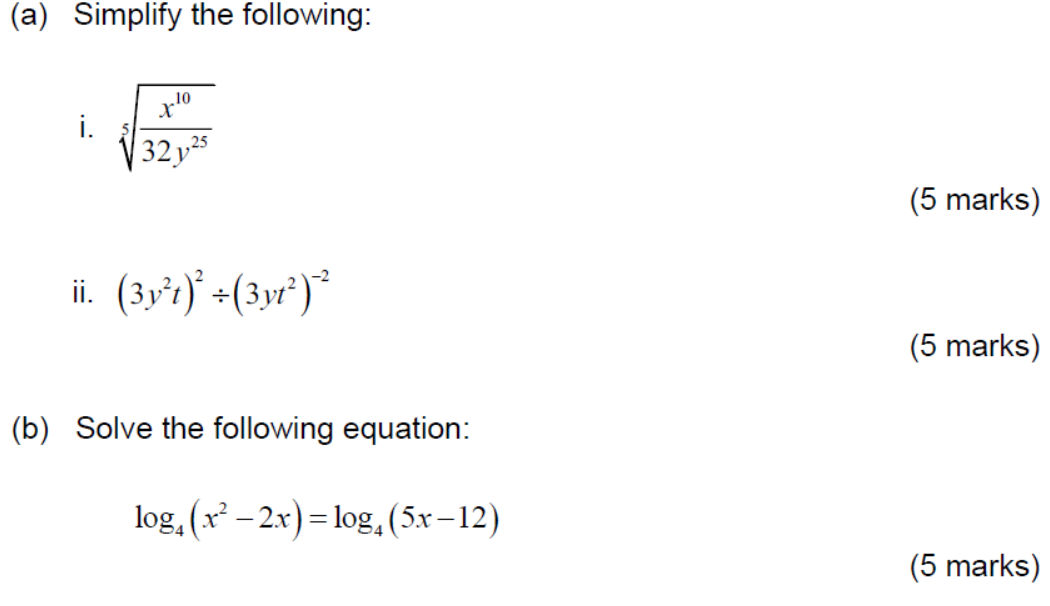 Solved (a) Simplify the following: i. 532y25x10 (5 marks) | Chegg.com