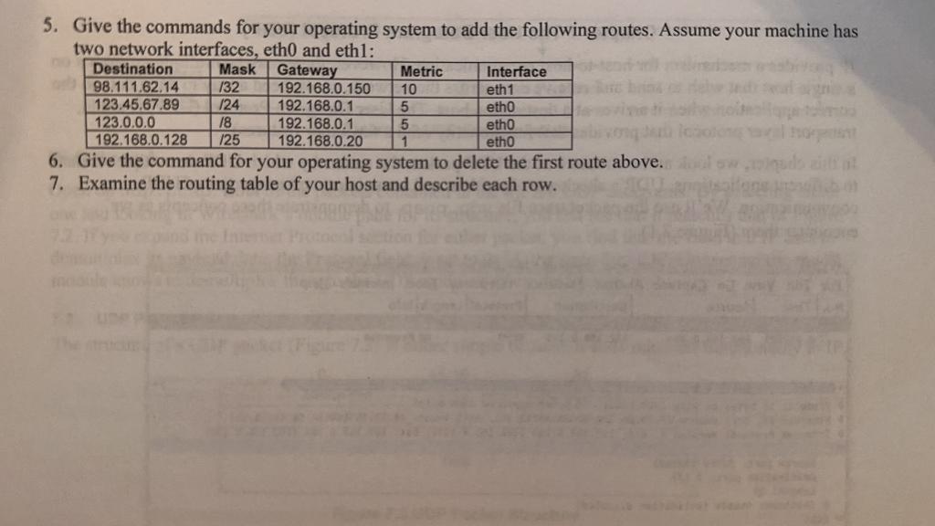 5. Give the commands for your operating system to add | Chegg.com