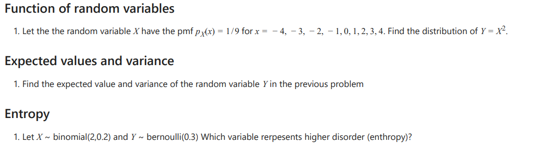 Solved Function of random variables 1. Let the the random | Chegg.com