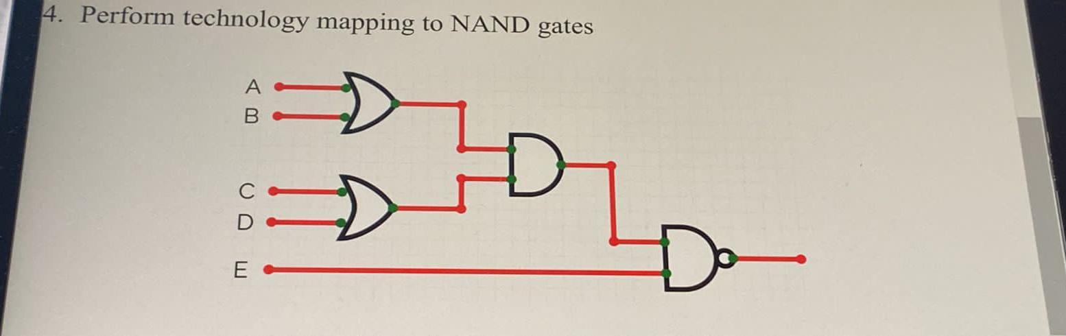 Solved 4. Perform technology mapping to NAND gates A B U E | Chegg.com