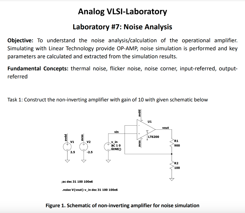 Solved Analog VLSI-Laboratory Laboratory \#7: Noise Analysis | Chegg.com