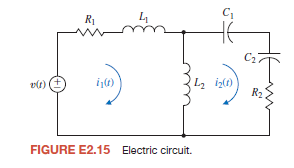 Solved FIGURE E2.15 Electric circuit.E2.15 Obtain the | Chegg.com