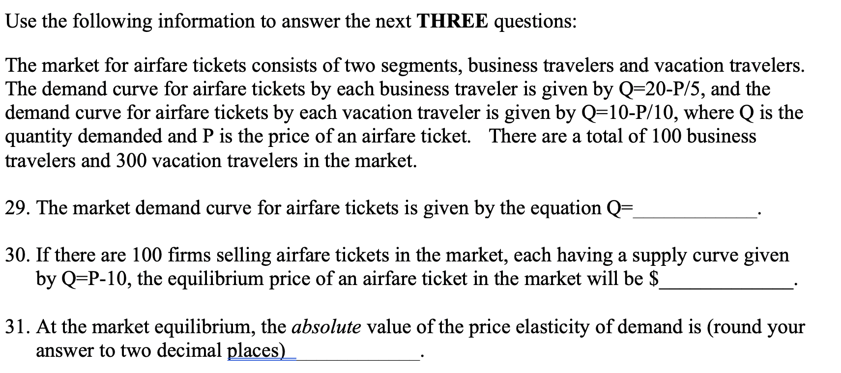 Solved Use the following information to answer the next | Chegg.com