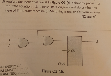 Solved d) ﻿Analyse the sequential circuit in Figure Q3 (d) | Chegg.com