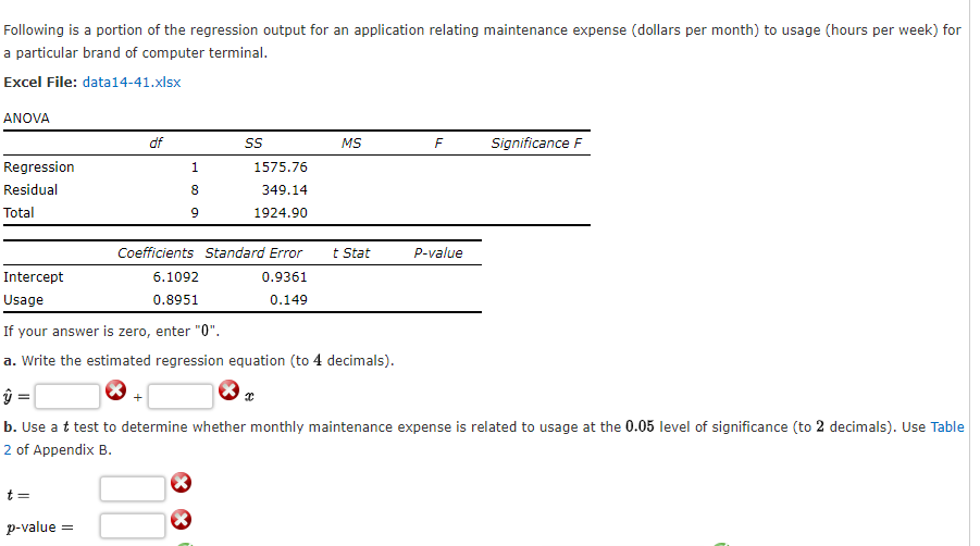 Solved Following is a portion of the regression output for | Chegg.com