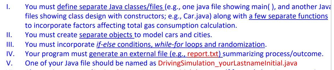 Solved Java automobile gas consumption simulation define | Chegg.com