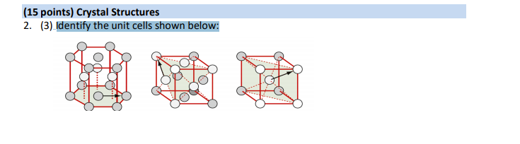 Solved (15 points) Crystal Structures 2. (3) Identify the | Chegg.com