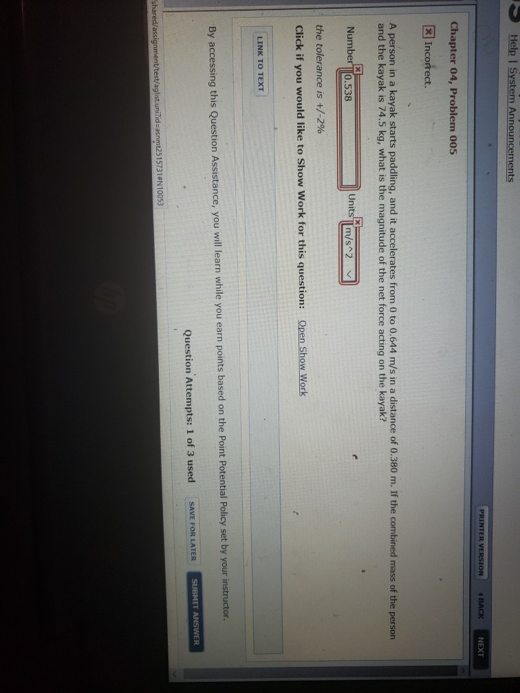 Solved Help System Announcements PRINTER VERSION BACK NEXT | Chegg.com
